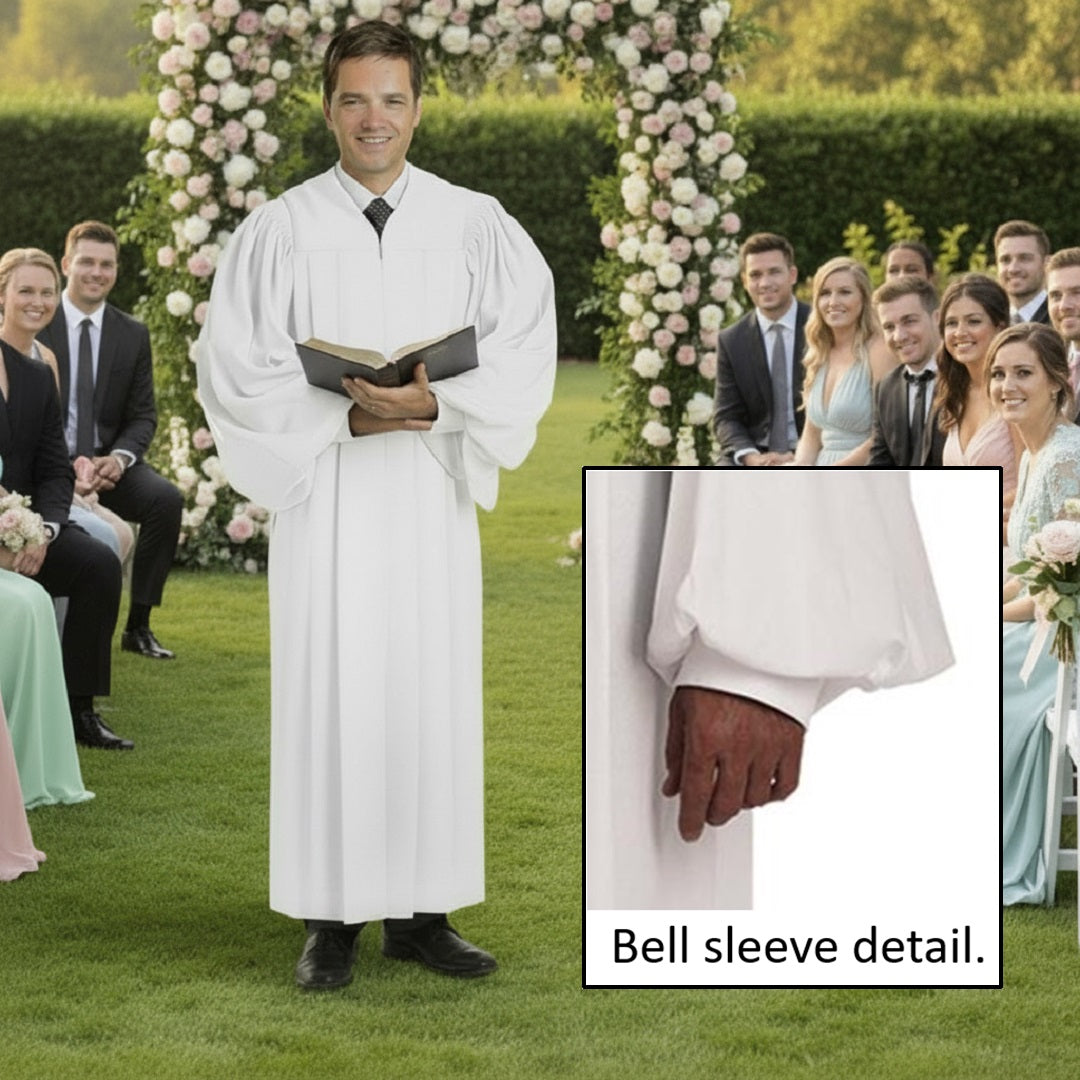 Murphy Plymouth Collection Men's White Pulpit Robe with Bell Sleeves ...