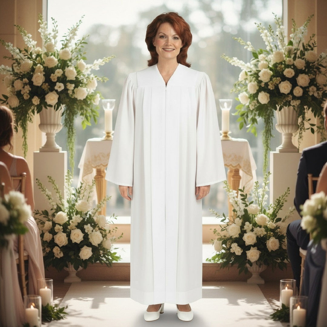 Murphy Plymouth Collection Women's White Pulpit Robe with Straight Sle ...