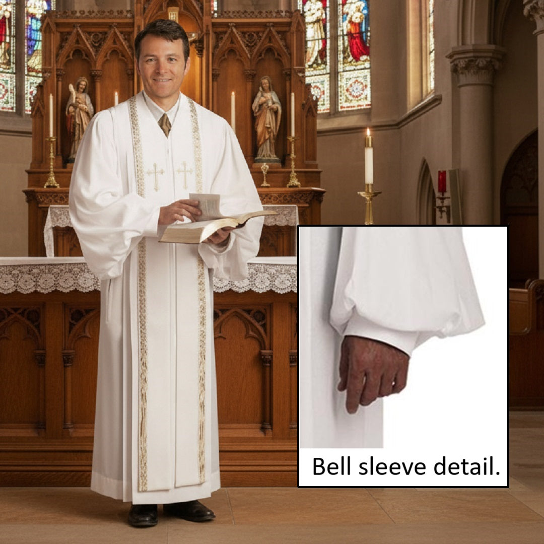 Murphy RT Wesley Collection Embroidered Men's White Pulpit Robe – Angel ...